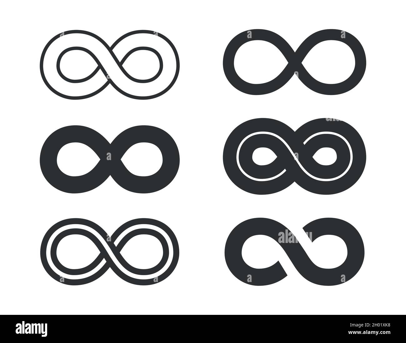 Infinity set in abstract style on white background. Round logo. Future ...