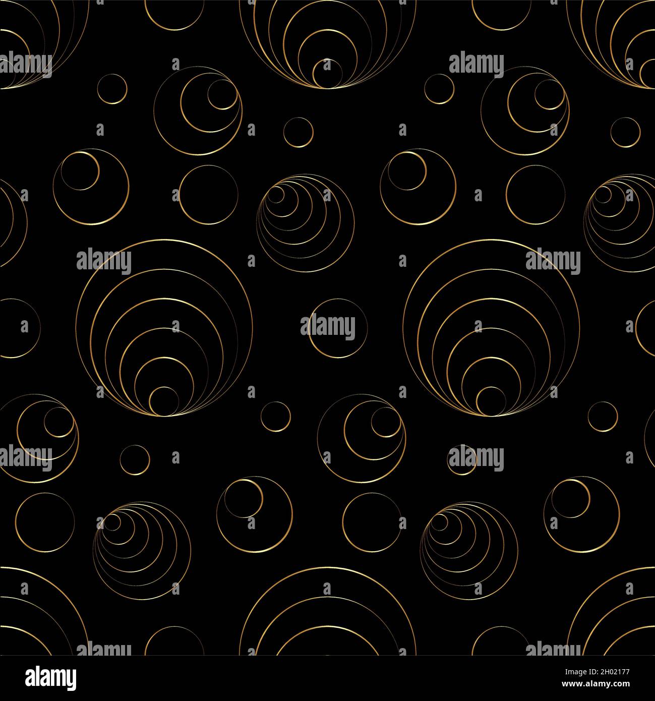 seamless pattern with gold seashells and bubbles. golden outline vector ...