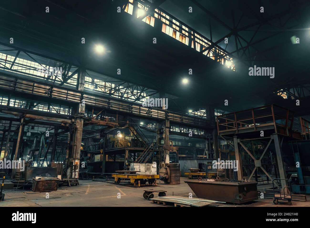 Large metallurgical factory workshop interior and machines Stock Photo ...
