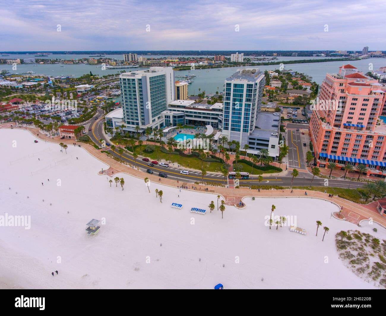 Wyndham Grand Clearwater Beach Hotel aerial view in a cloudy day, city ...