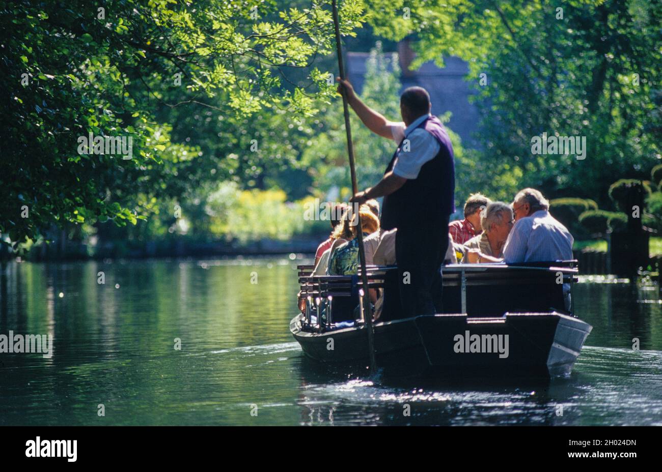Typical Spree forest boats are moved by punt poles in the shallow ...