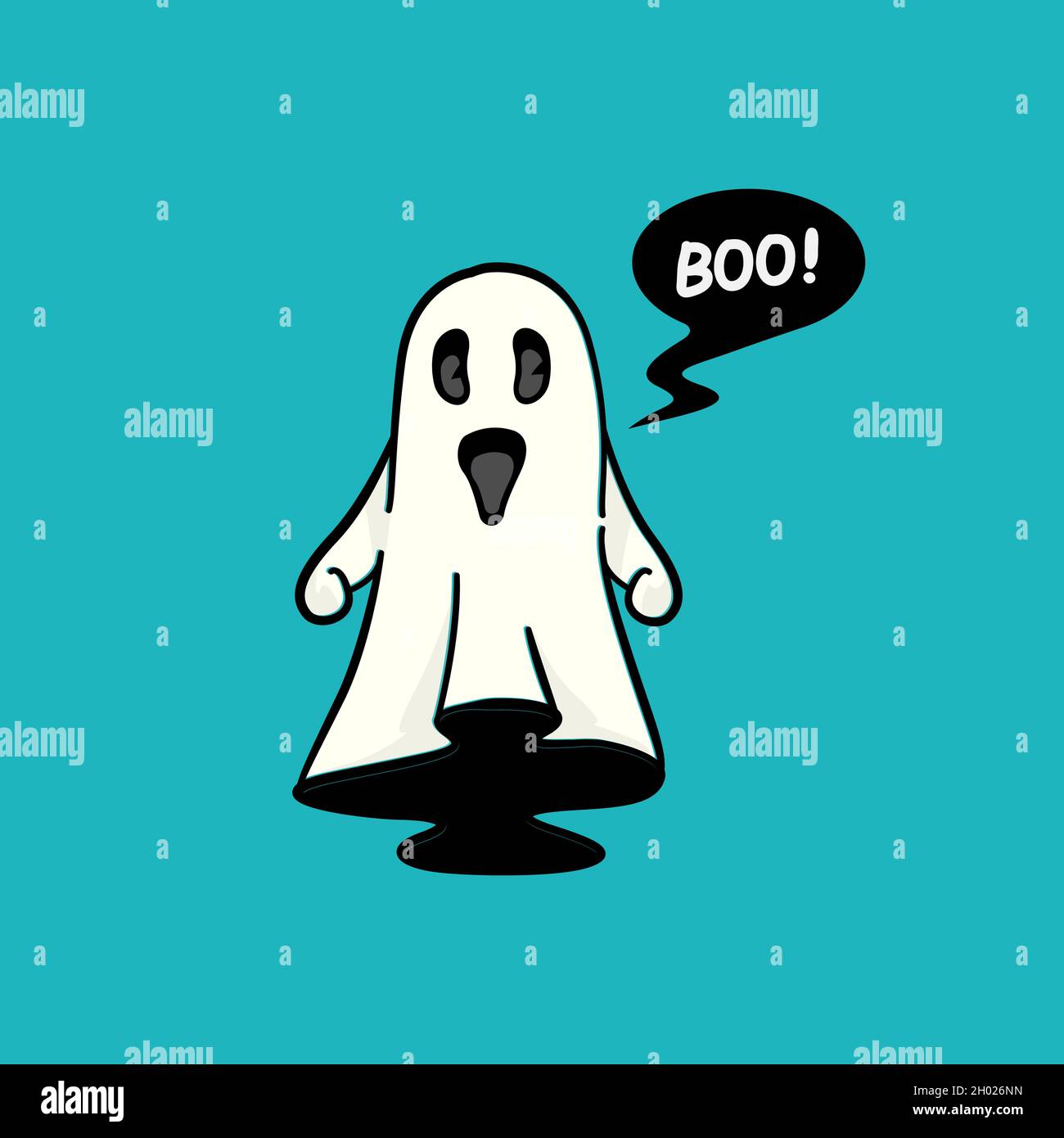 Boo! A spooky fun halloween ghost character. Vector illustration Stock ...