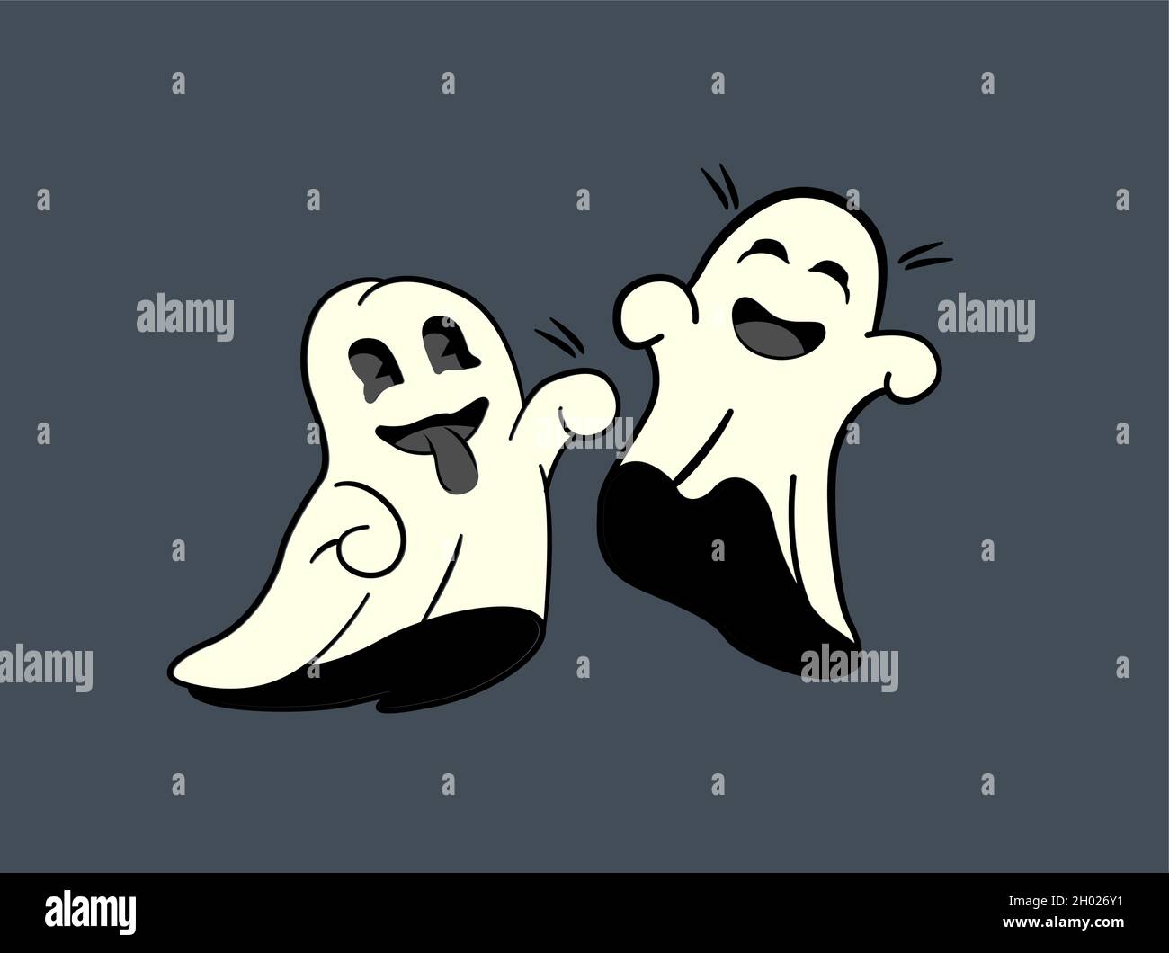 Two playful ghosts having fun and laughing. Halloween vector ...