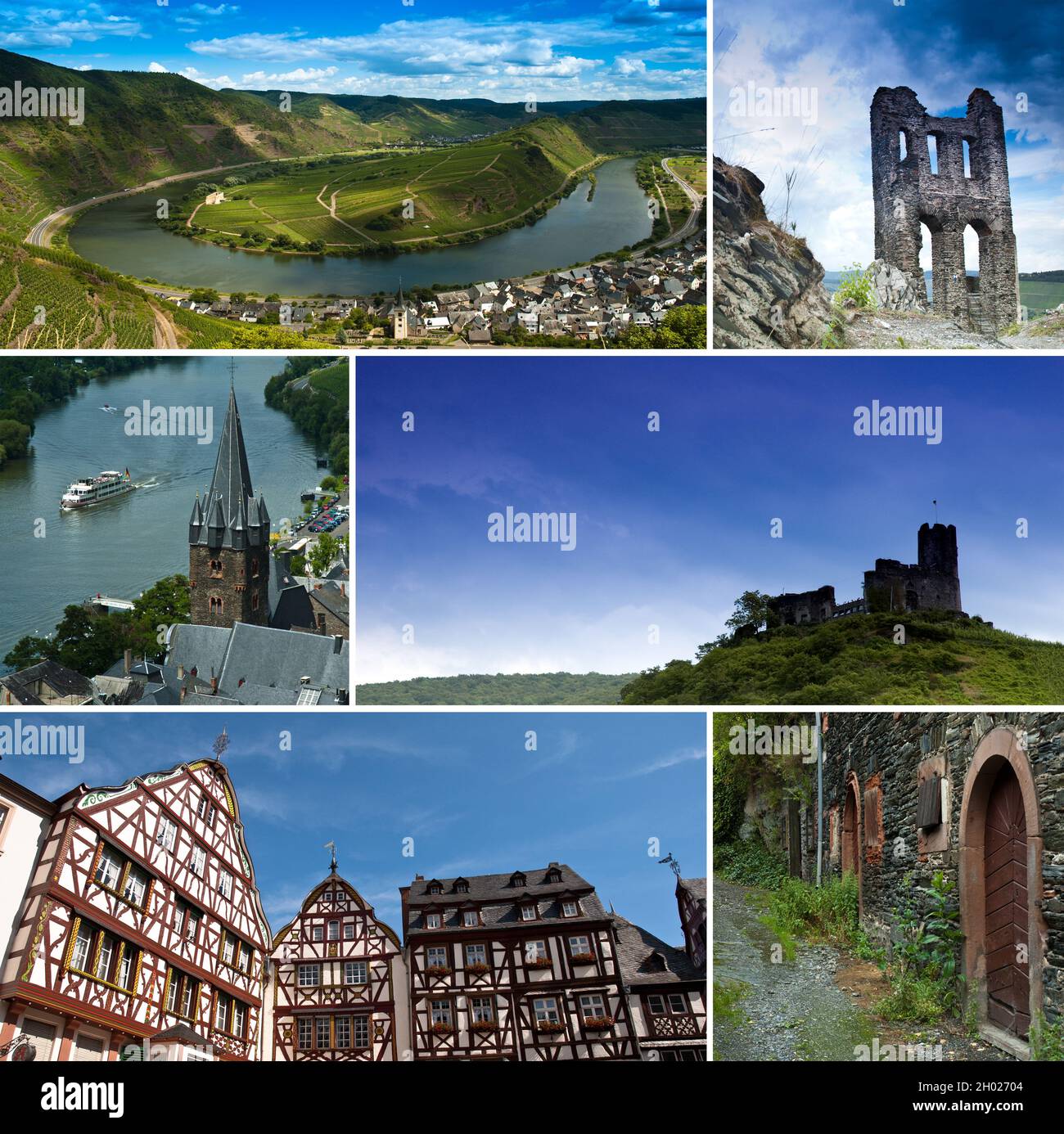 A collage with Mosel landmarks in Germany Stock Photo - Alamy