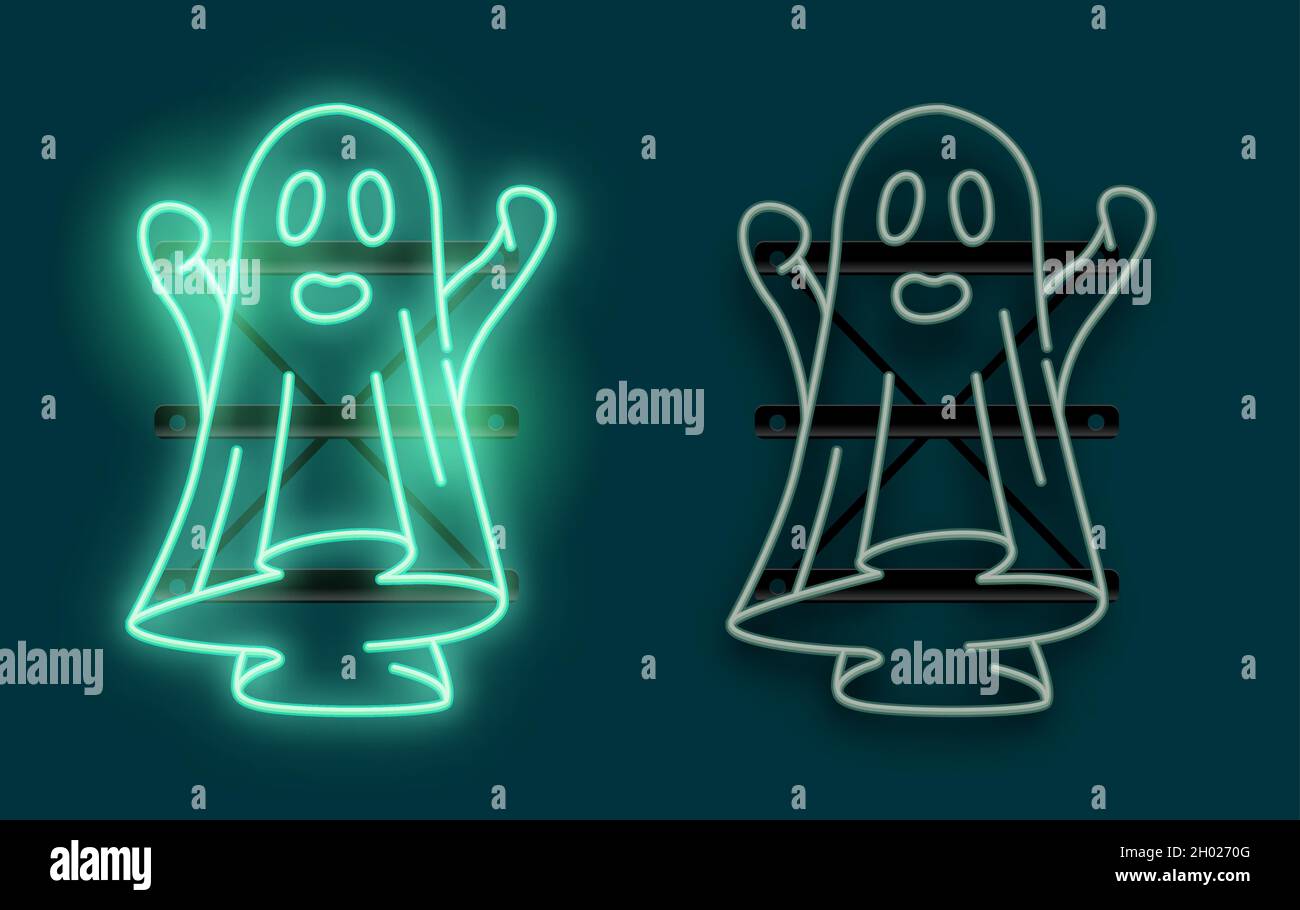 A spooky halloween ghost sign with on and off states! Neon light ...