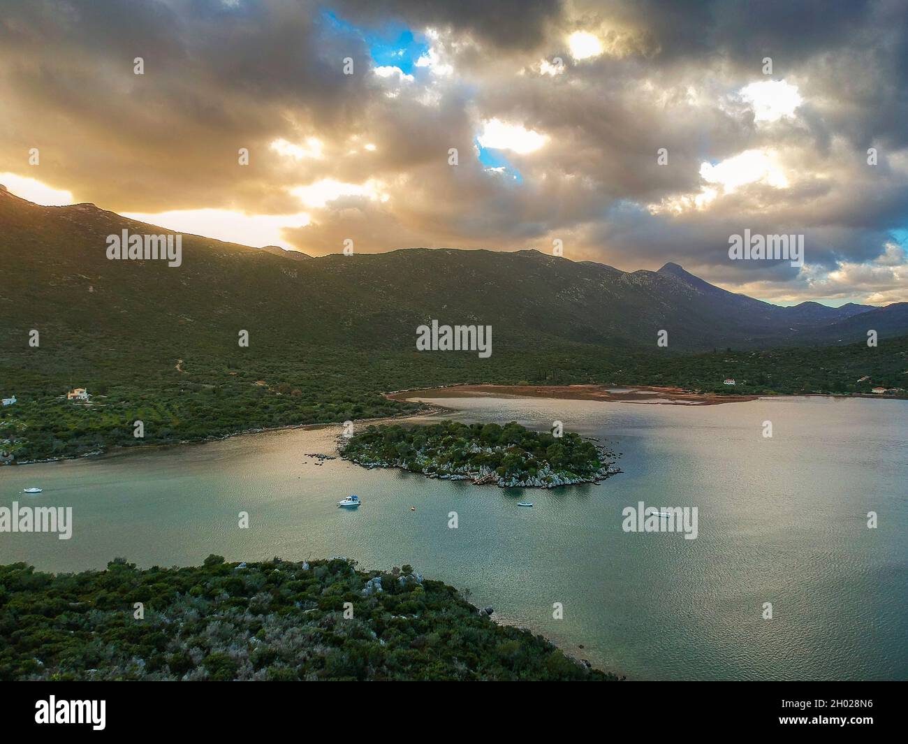 Beautiful aerial view at Ierakas or Gerakas, a picturesque fishing ...