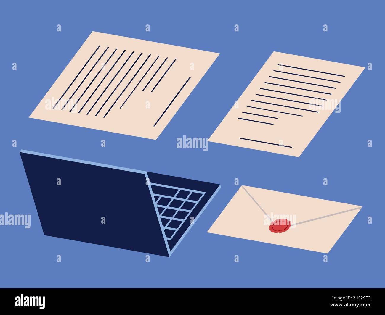set laptop and paperwork Stock Vector Image & Art - Alamy