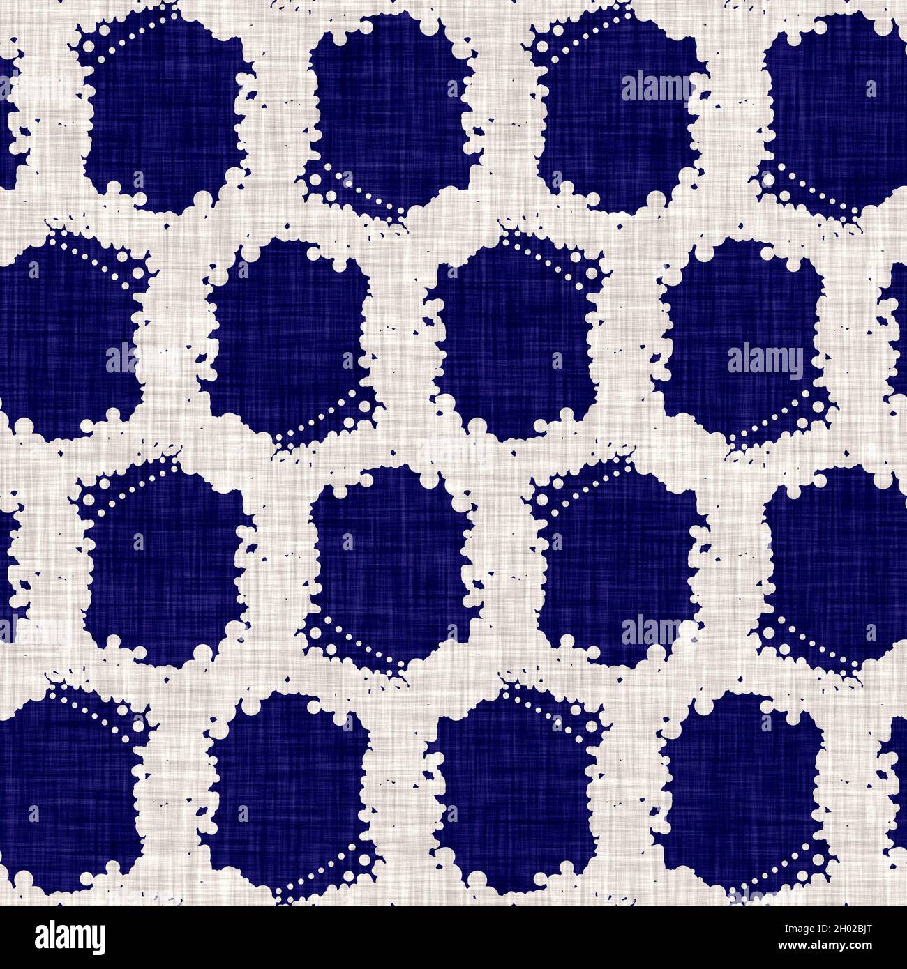 Seamless indigo circle texture. Blue woven boro cotton dyed effect ...