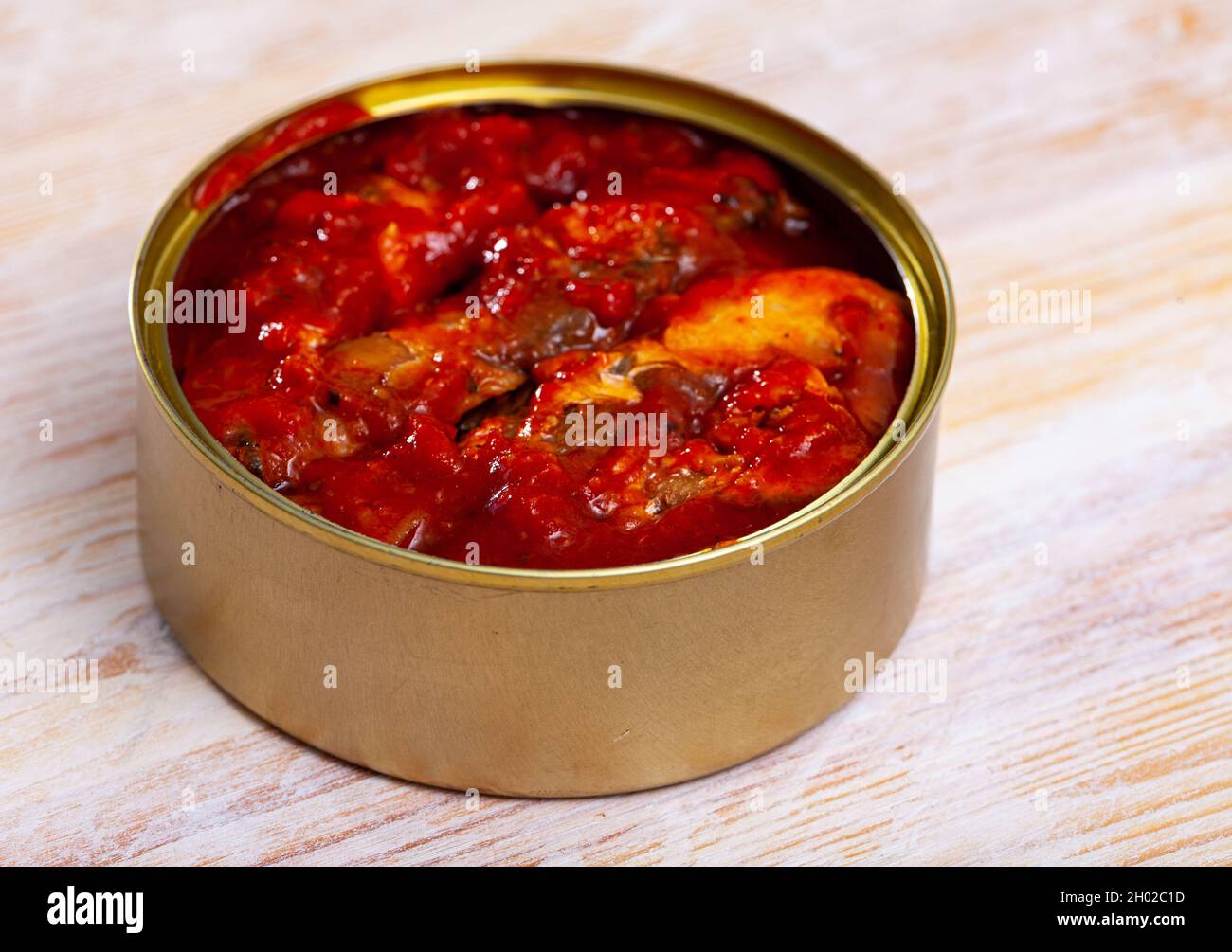 Opened tin can of sprat fish Stock Photo - Alamy