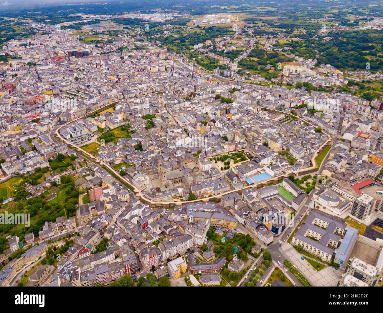 Aerial panoramic view of Lugo city with buildings and landscape Stock ...