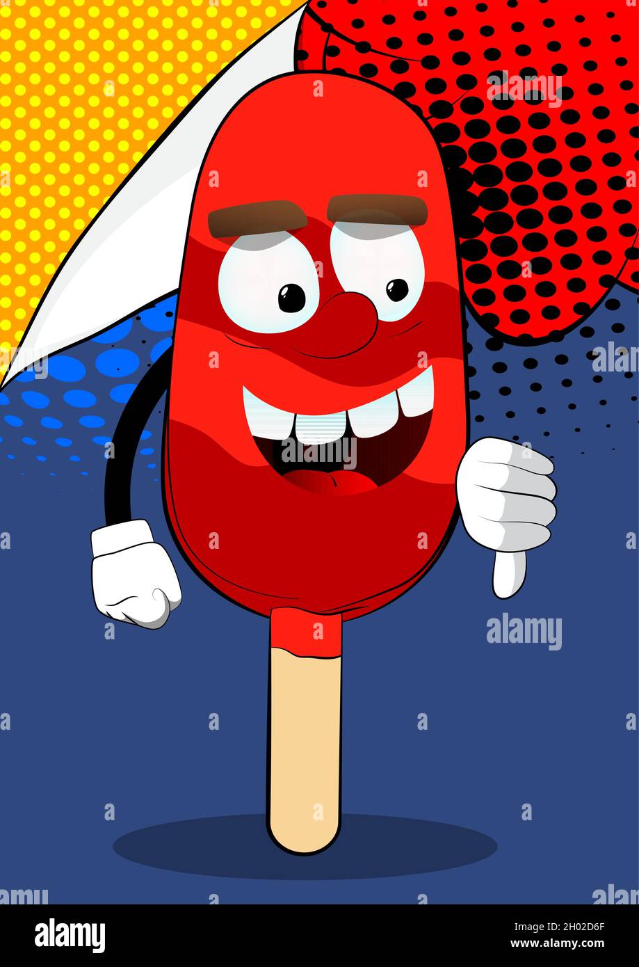 Ice Cream showing dislike hand sign. Summer refreshment, sweet food as ...