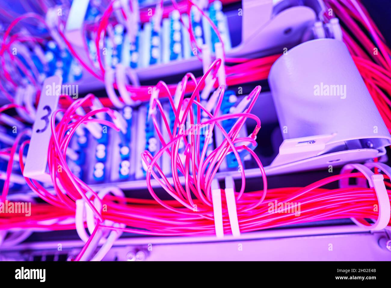 Bunch of cables in server rack with illumination Stock Photo - Alamy