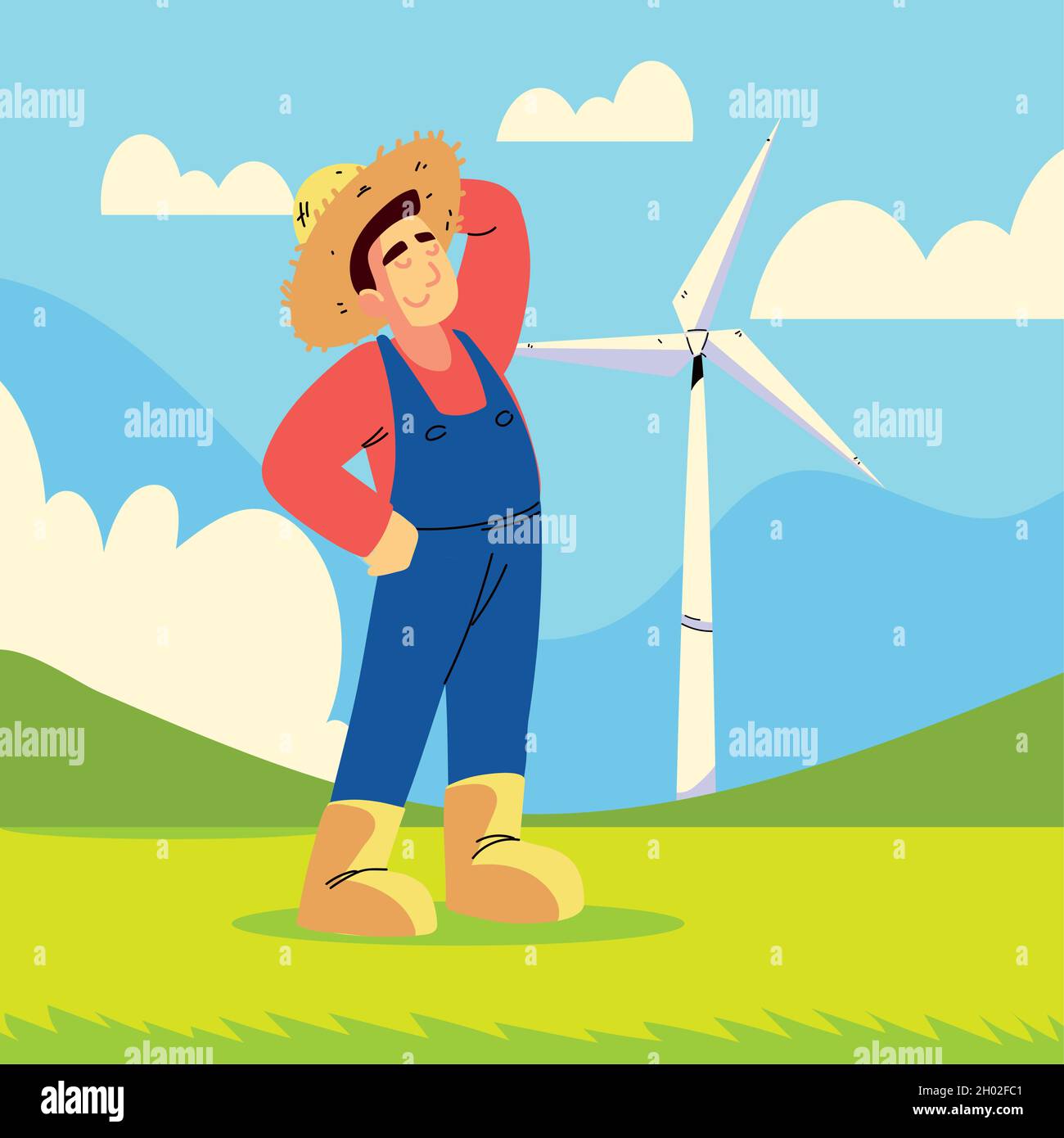 farmer and wind turbine Stock Vector Image & Art - Alamy