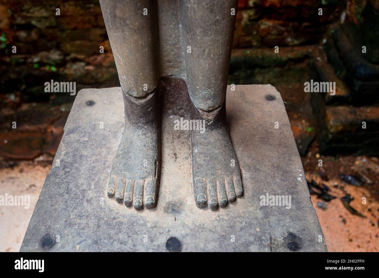 Stone feet from a statue stored in the archives building at My Son ...