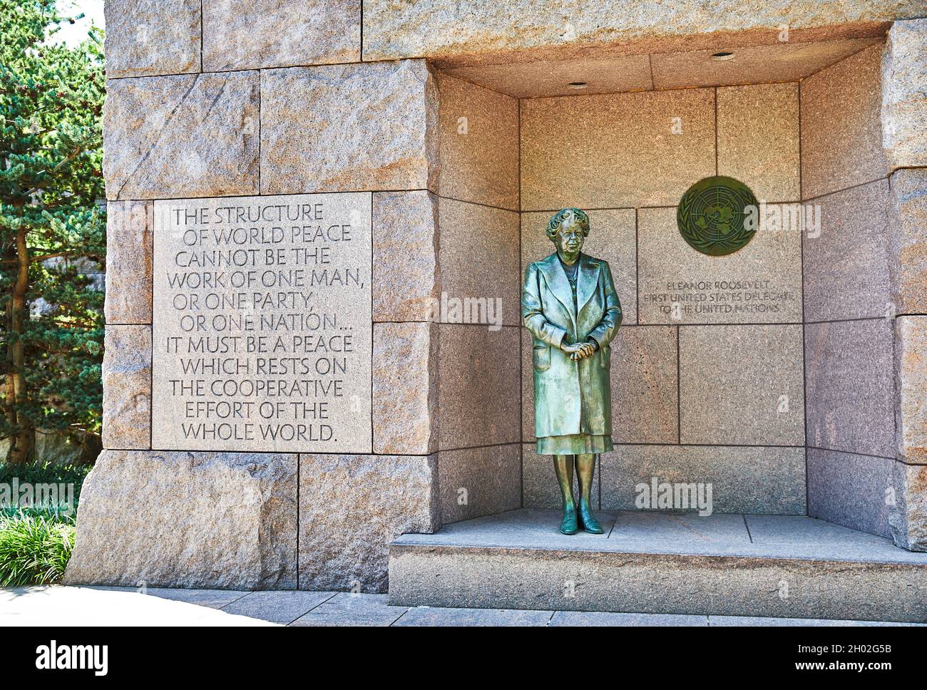 First Lady Eleanor Roosevelt Bronze statue at the Franklin Roosevelt memorial in Washington DC ...