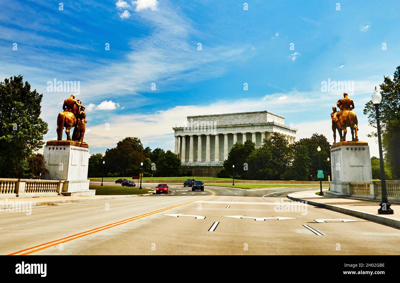 Lincoln Memorial taken from the Memorial Bridge in Washington DC Stock ...
