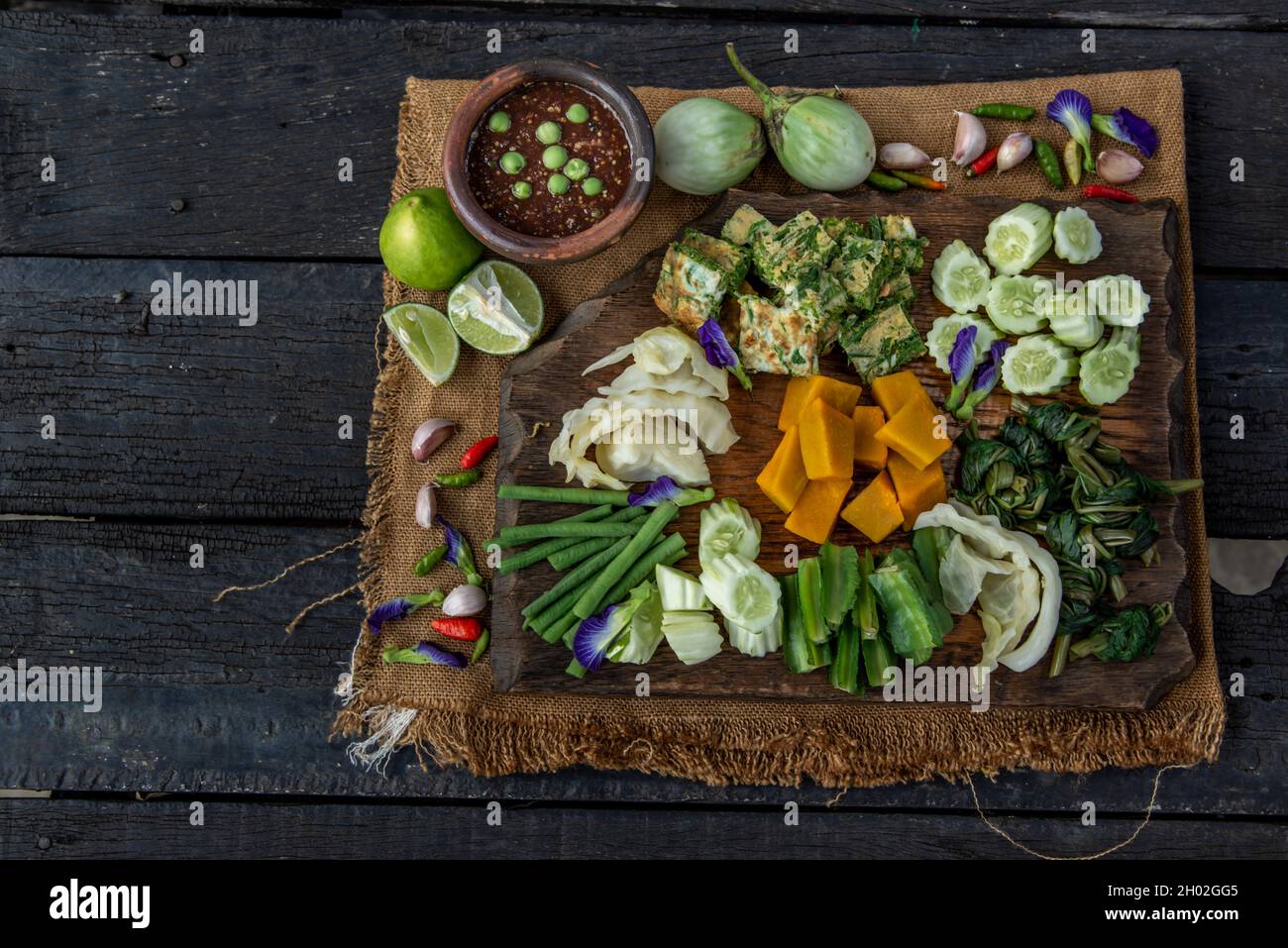 Thai Traditional Local Food : Spicy Shrimp Paste Dip or Fried shrimp ...