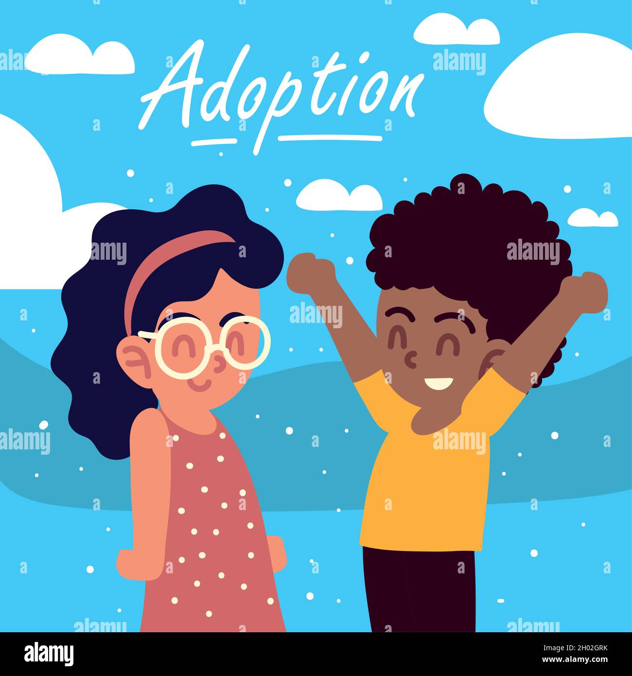 happy boy and girl adoption Stock Vector Image & Art - Alamy