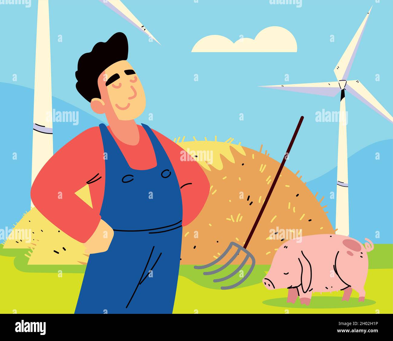 farmer cartoon and pig Stock Vector Image & Art - Alamy