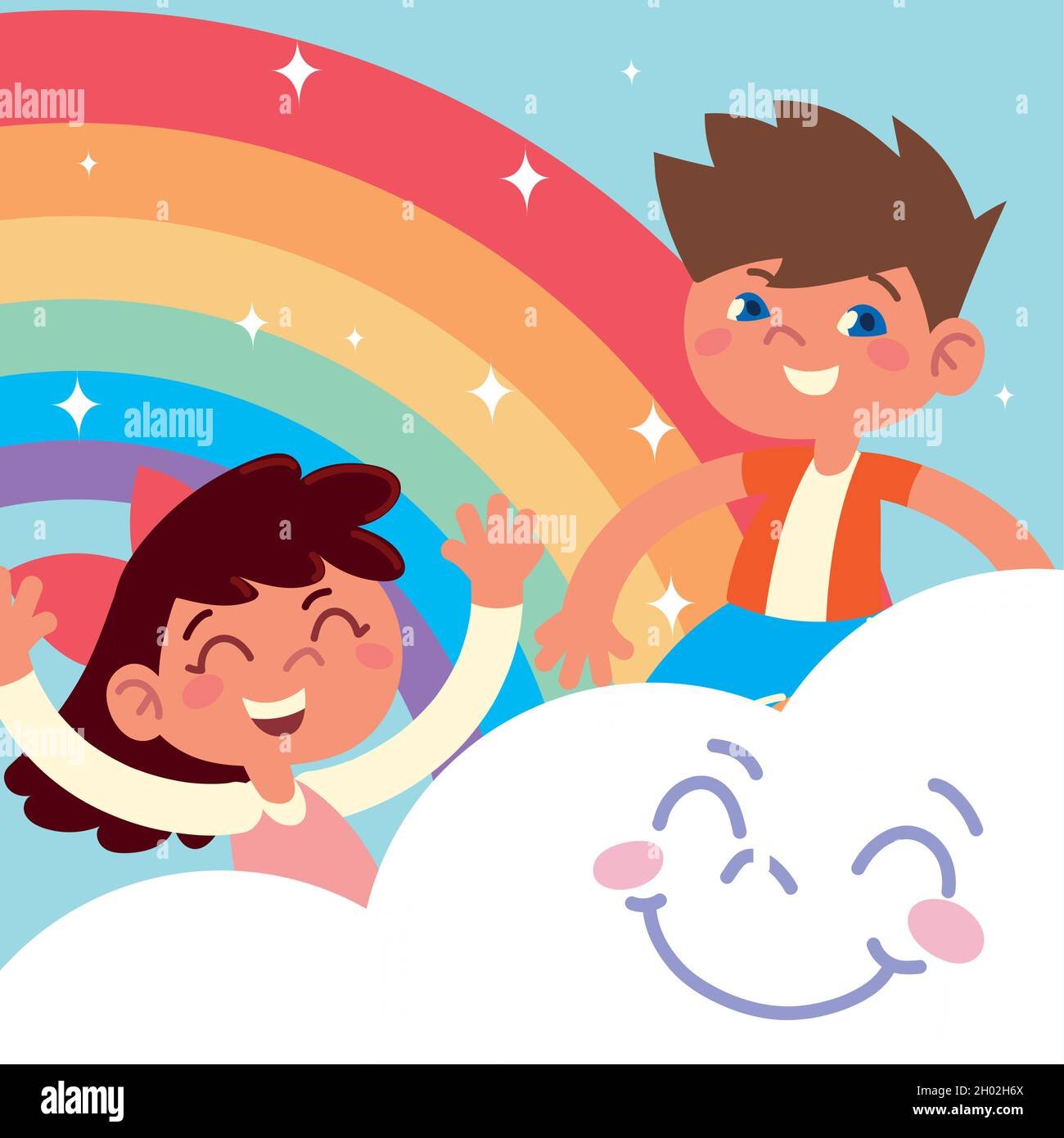 happy kids cartoon Stock Vector Image & Art - Alamy