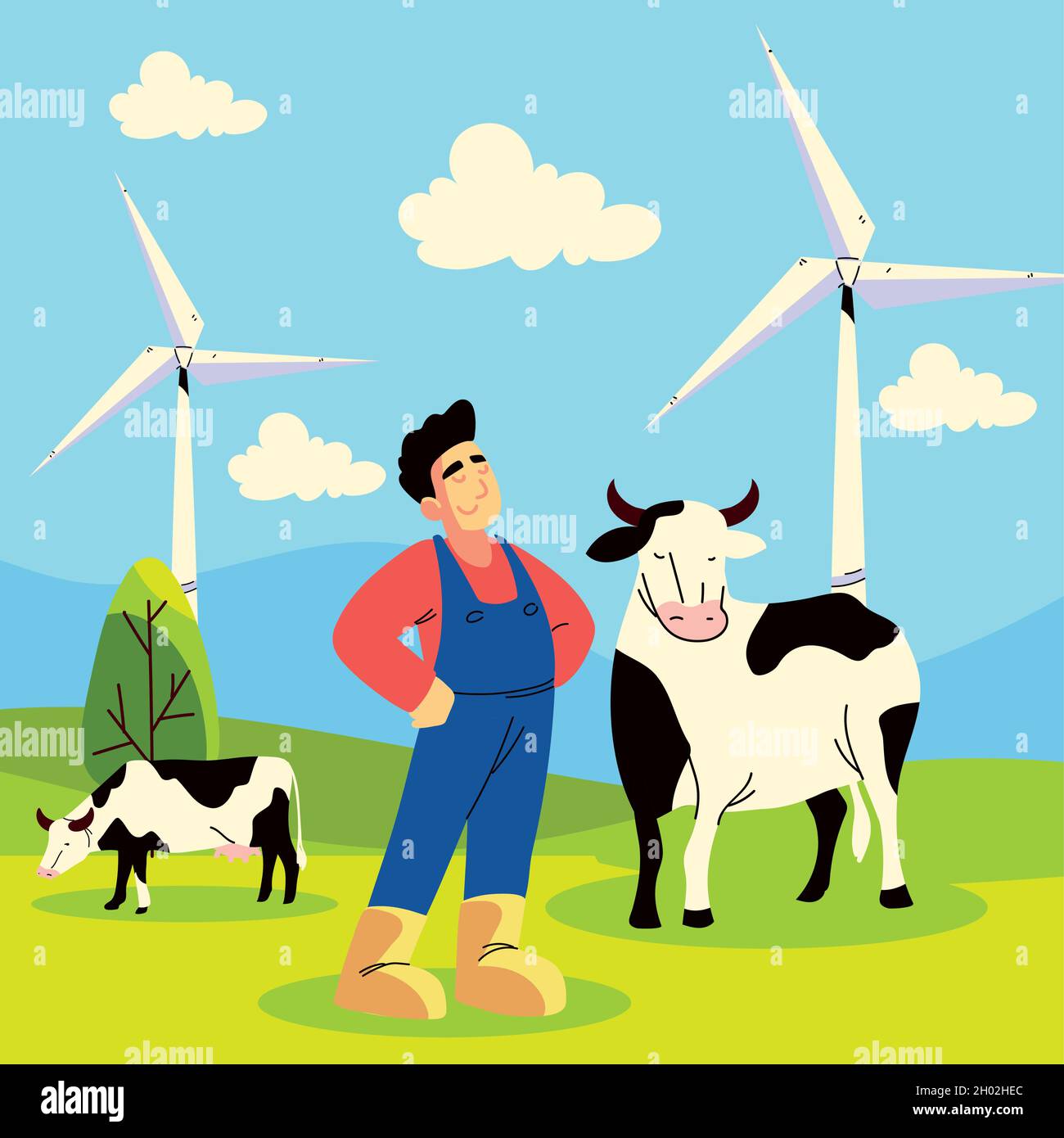 man farmer and cows Stock Vector Image & Art - Alamy
