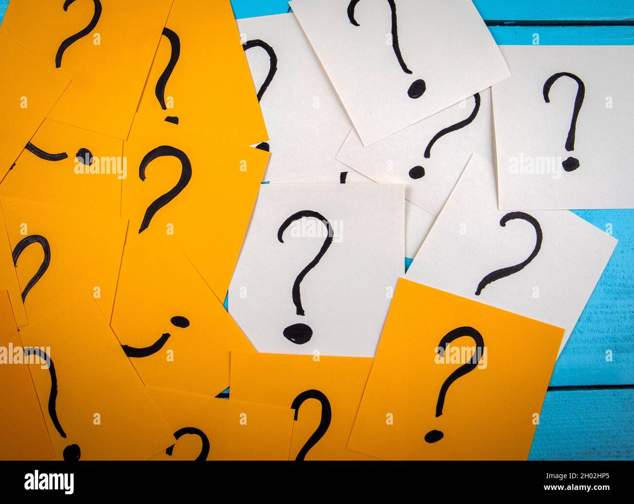 Sticky notes with question marks. Knowledge and research Stock Photo ...