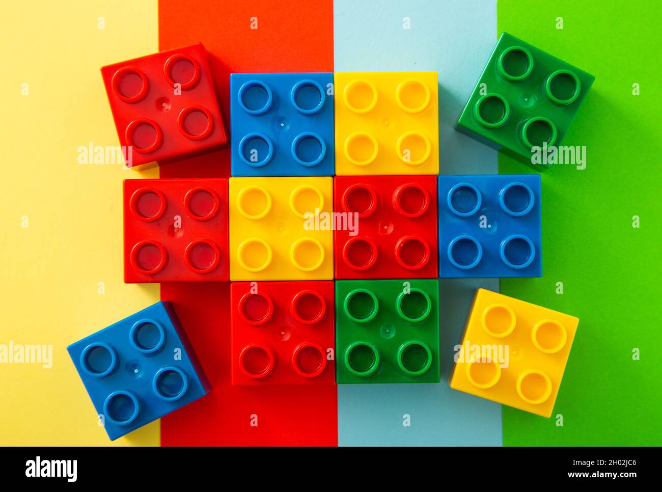 Colorful plastic block on colorful background. (Flat Lay Stock Photo ...