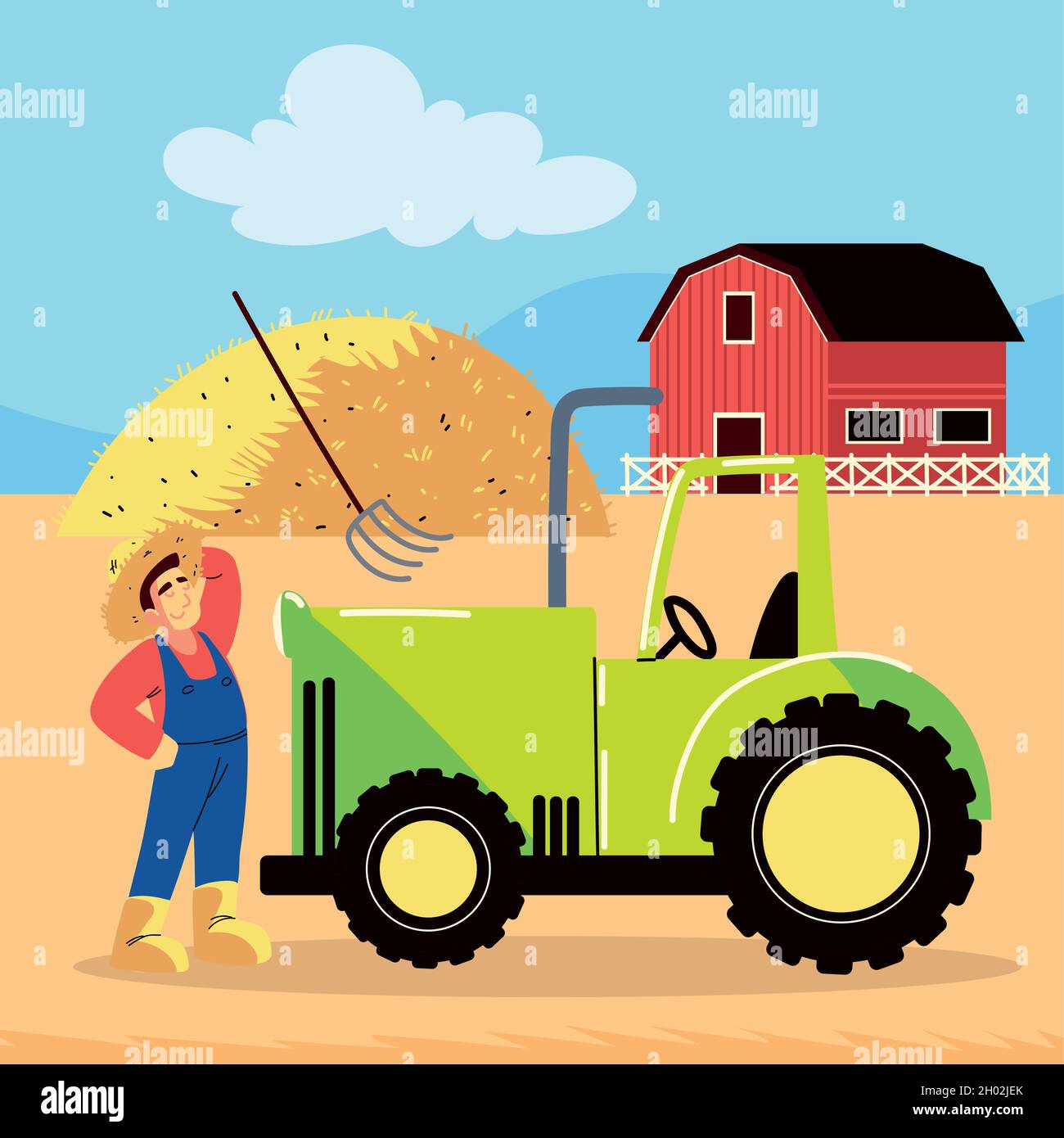 Tractor working farmland Stock Vector Images - Alamy