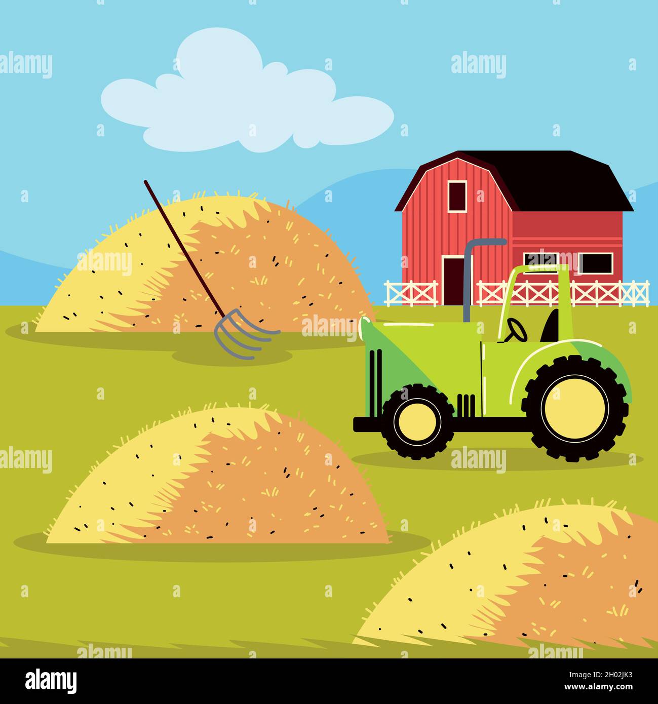 tractor and barn Stock Vector Image & Art - Alamy