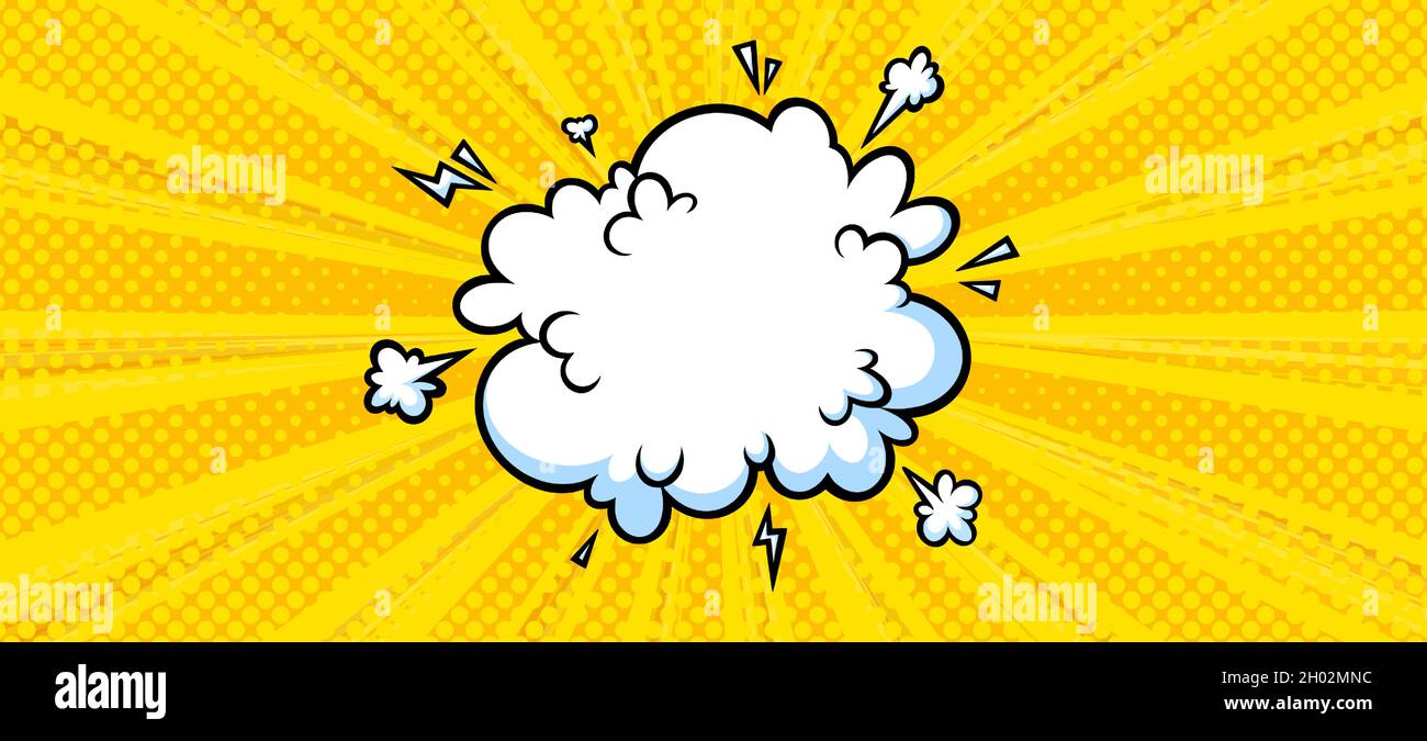 Surprising boom cloud in halftone background for sales and promotions ...
