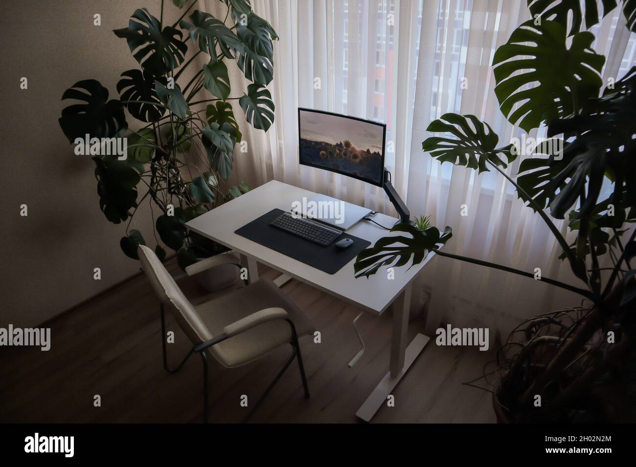 Work place at home. Minimalism style and modern interior inside with ...