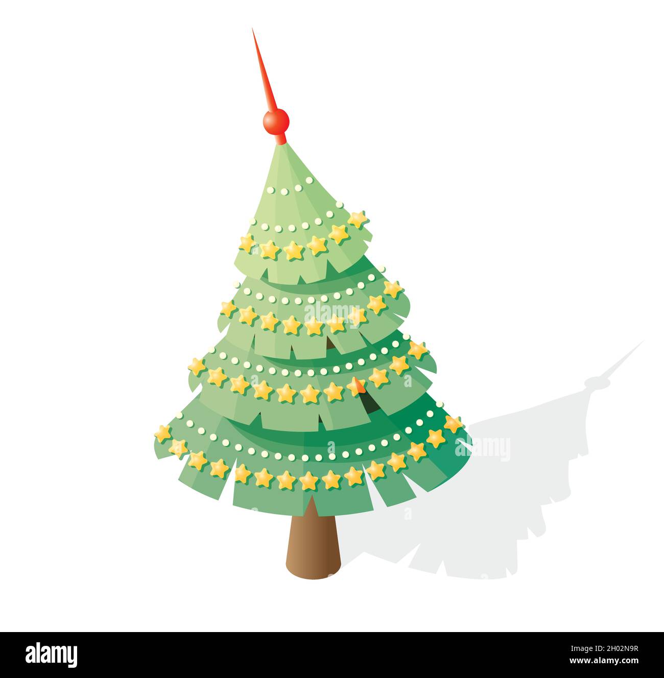 Isometric Christmas Tree with Stars. Vector Illustration. 3d Icon ...