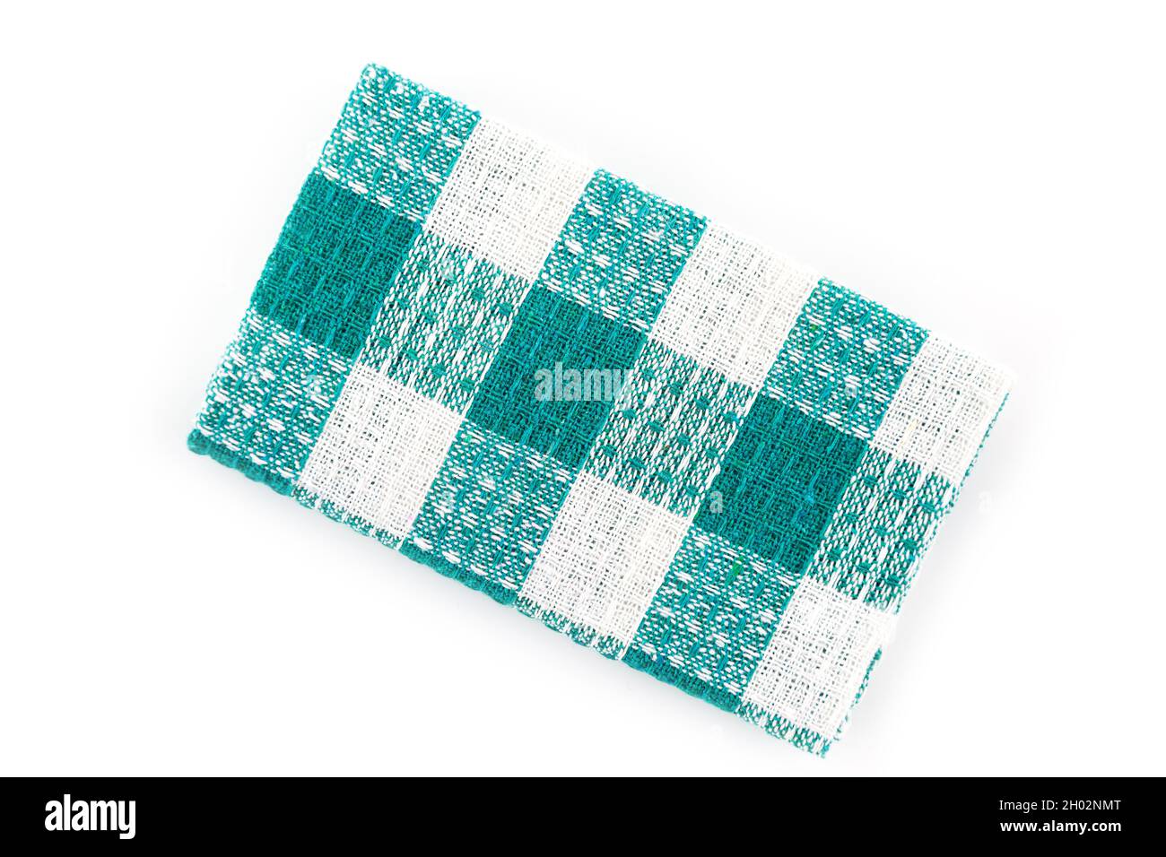 Green Kitchen towel on isolated on white background Stock Photo - Alamy
