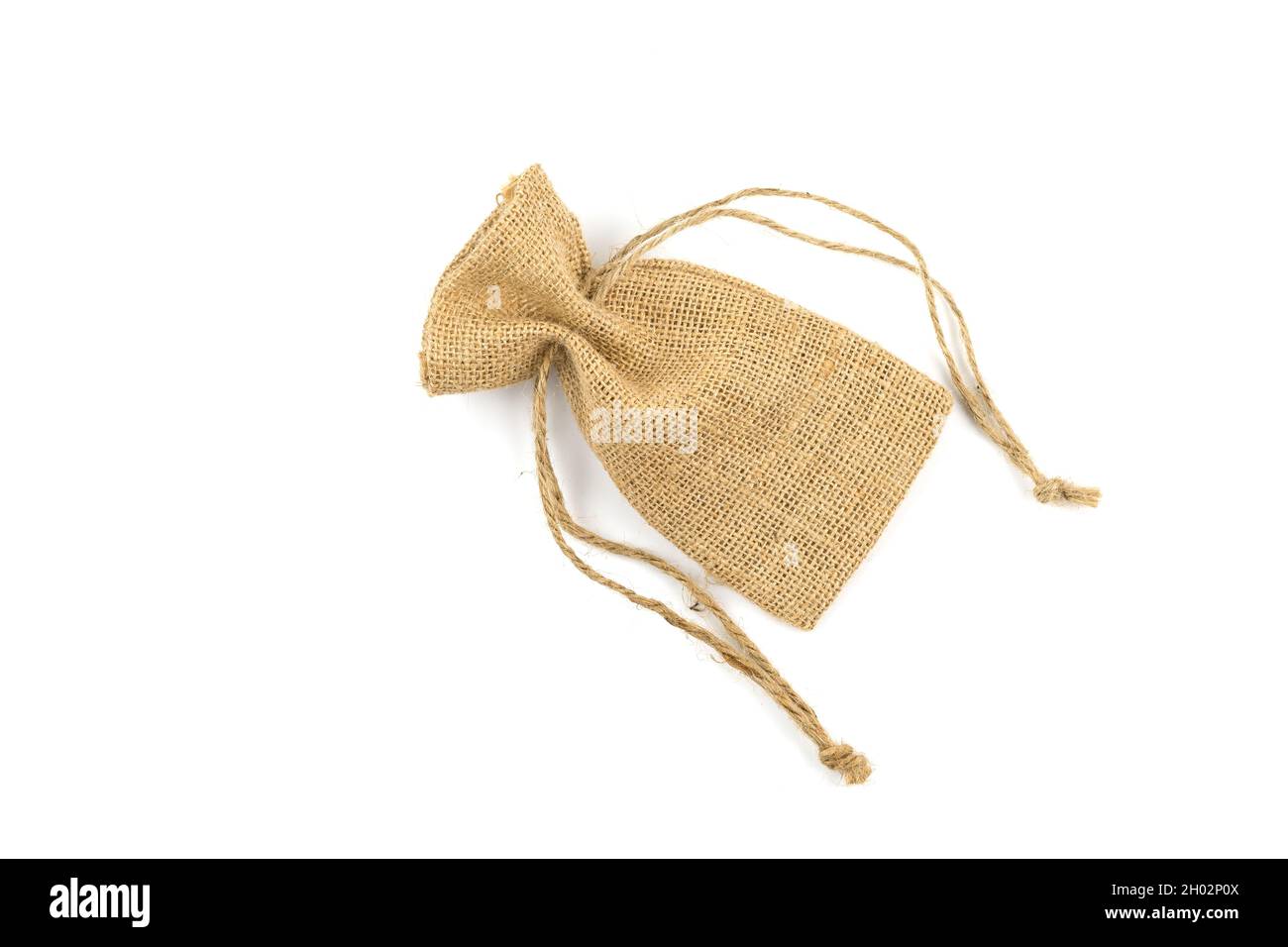 Brown textile sack isolated on white background with empty space Stock ...
