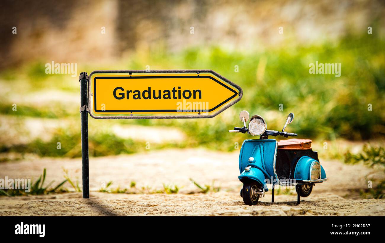 Street Sign the Direction Way to Graduation Stock Photo - Alamy