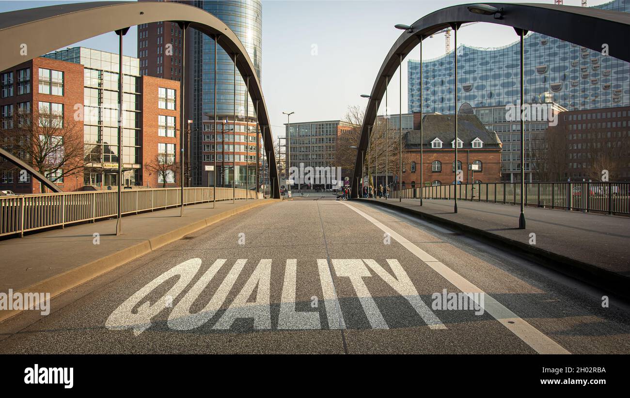 Street Sign the Direction Way to Quality Stock Photo - Alamy