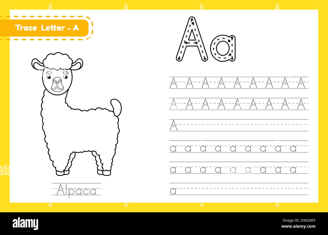 Trace letter A uppercase and lowercase. Alphabet tracing practice ...