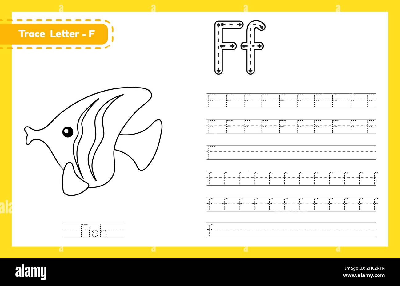 Trace letter F uppercase and lowercase. Alphabet tracing practice ...