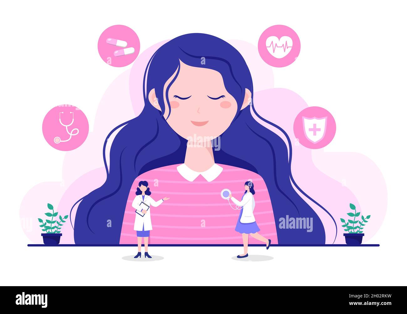 Doctor Checking a Patient in Hospital Room Background Vector ...