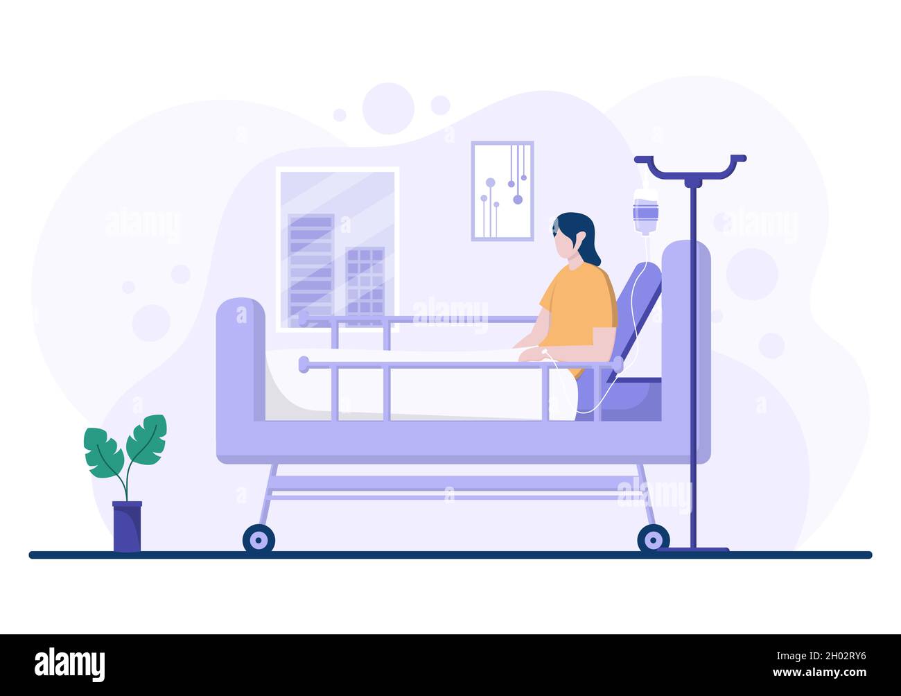 Doctor Checking a Patient in Hospital Room Background Vector ...