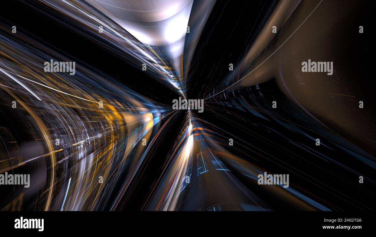 Modern digital 3d building of the city of the future, bright glowing ...