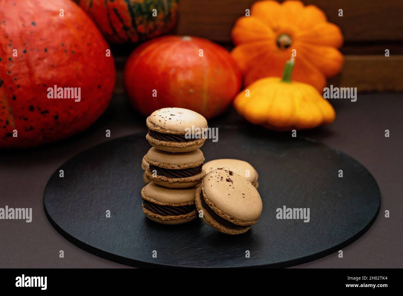 Dessert for Halloween. Thanksgiving menu. French macarons. Macaroons ...