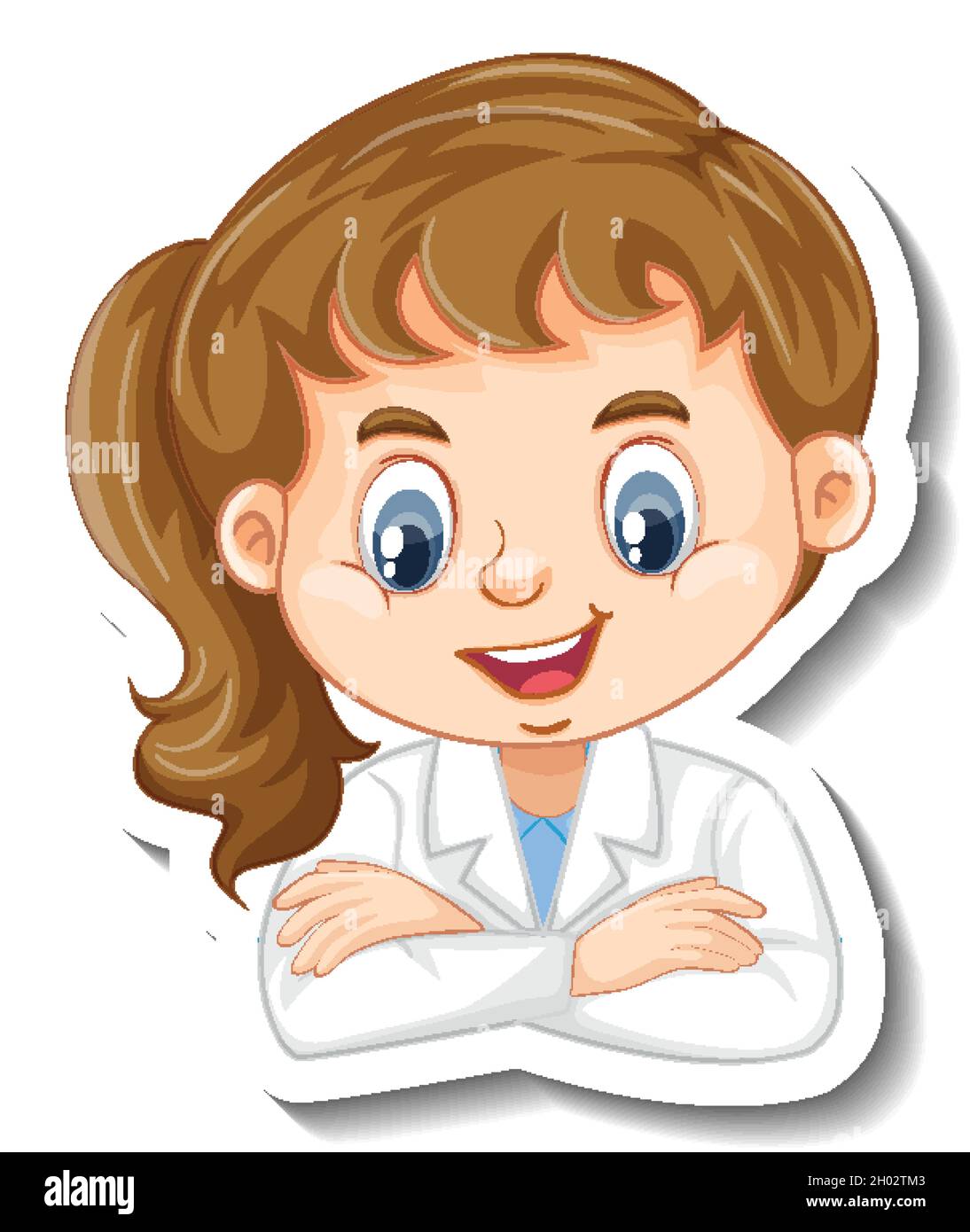 Scientist girl cartoon character sticker illustration Stock Vector ...