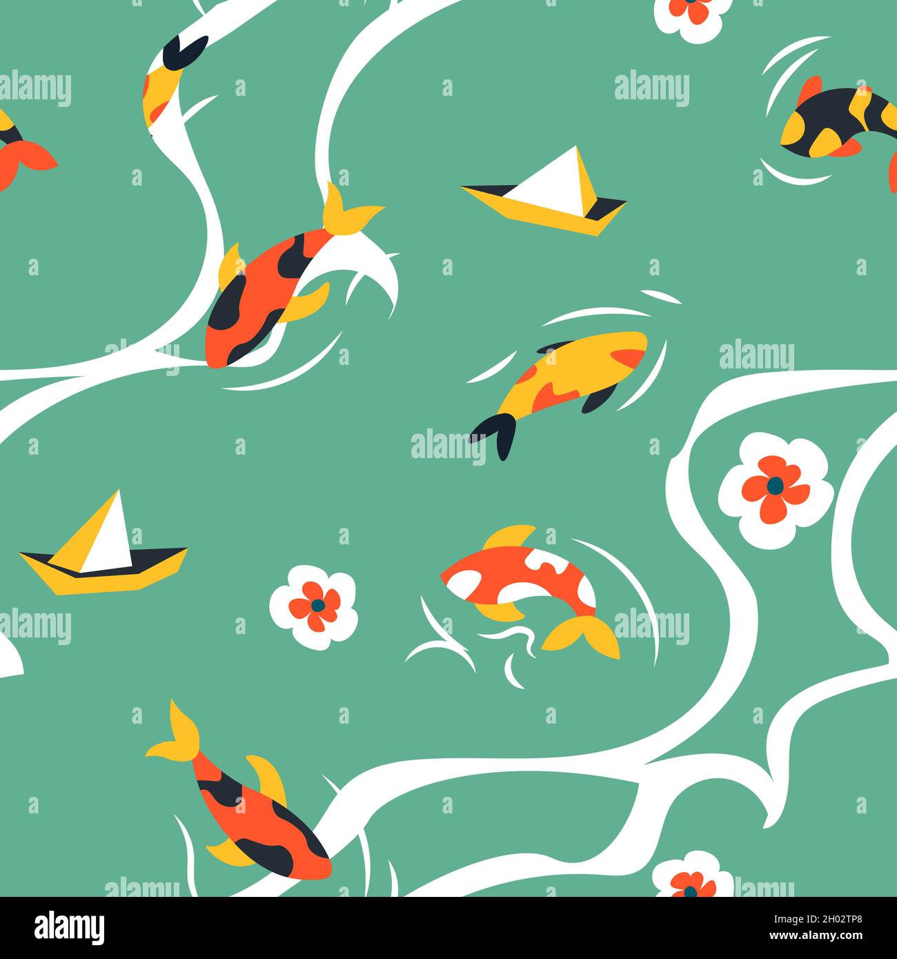 Pond japanese style garden Stock Vector Images - Alamy