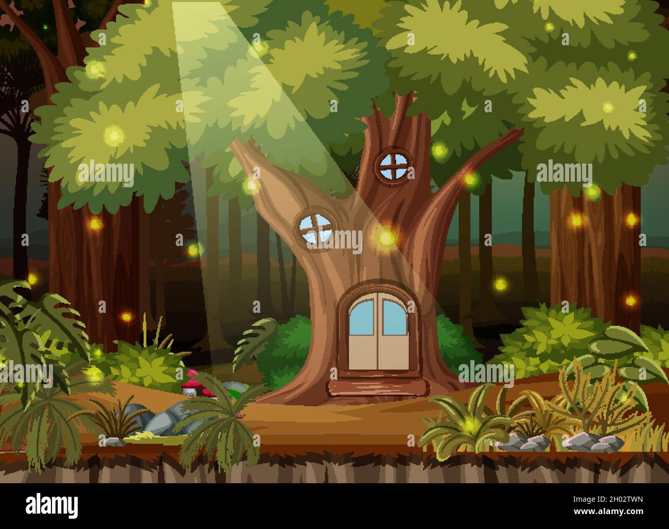 Enchanted forest landscape background illustration Stock Vector Image ...