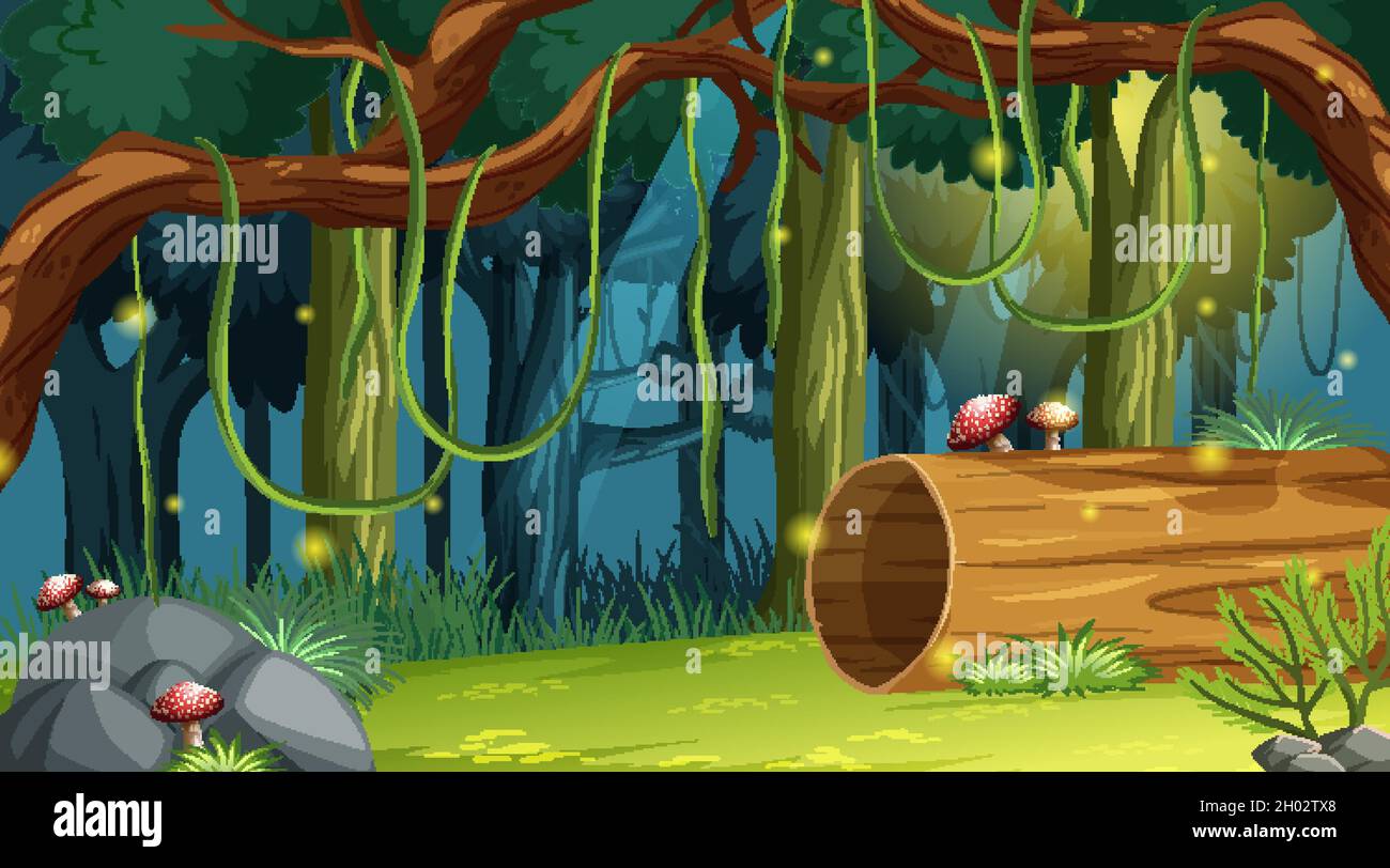 Enchanted forest landscape background illustration Stock Vector Image ...