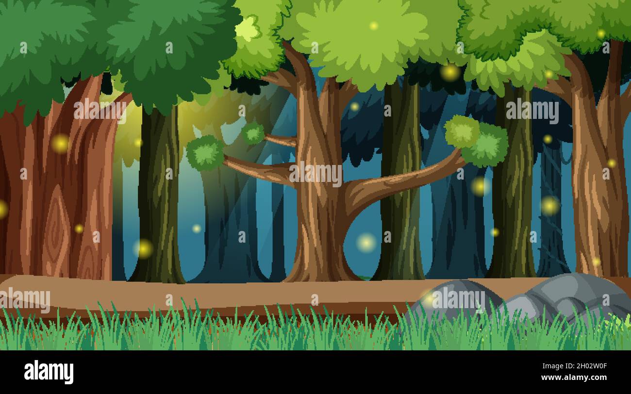 Enchanted forest landscape background illustration Stock Vector Image ...