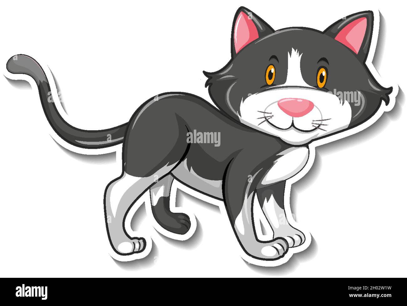 A sticker template of cat cartoon character illustration Stock Vector ...