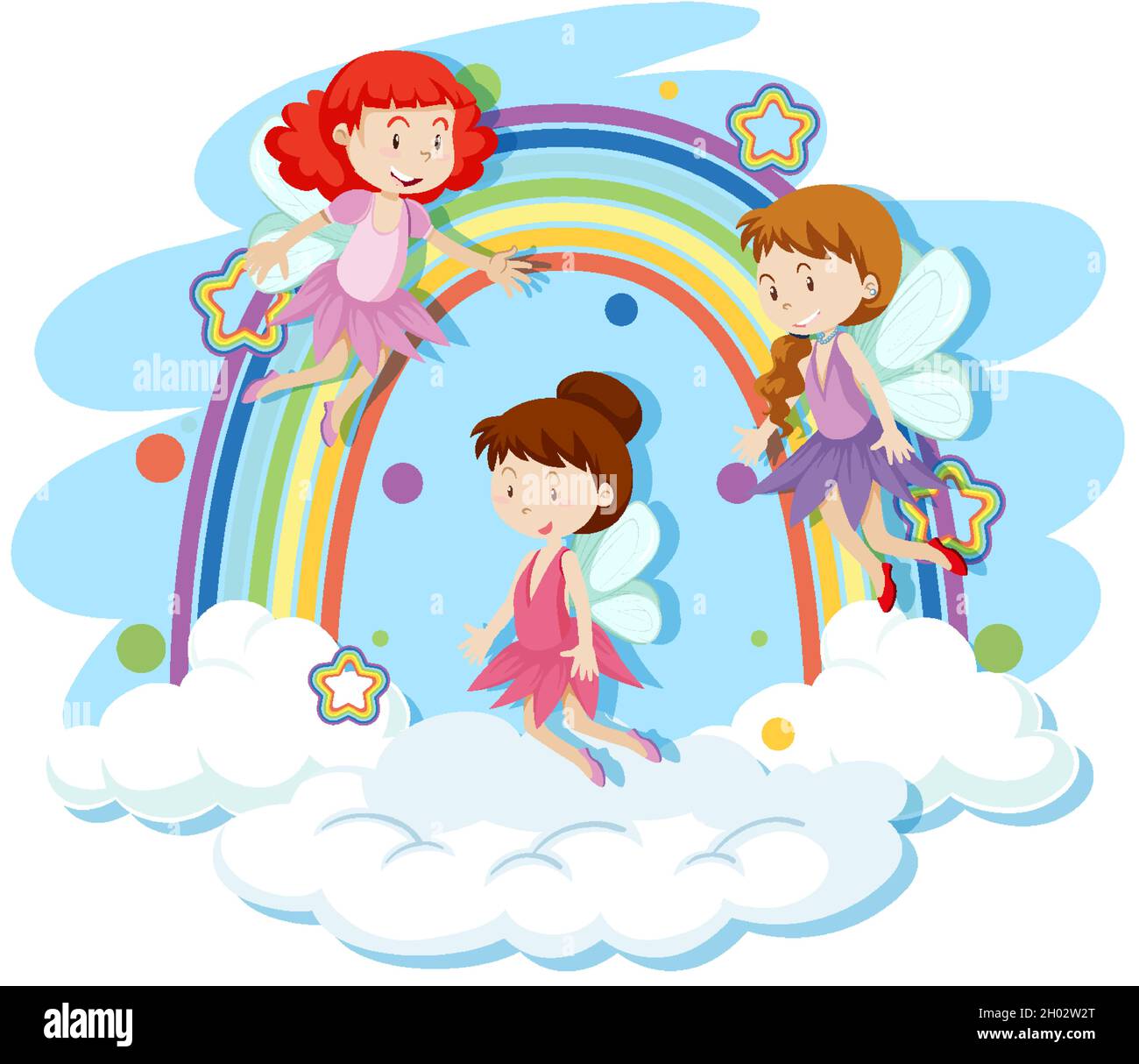 Cute fairies flying in the sky illustration Stock Vector Image & Art ...