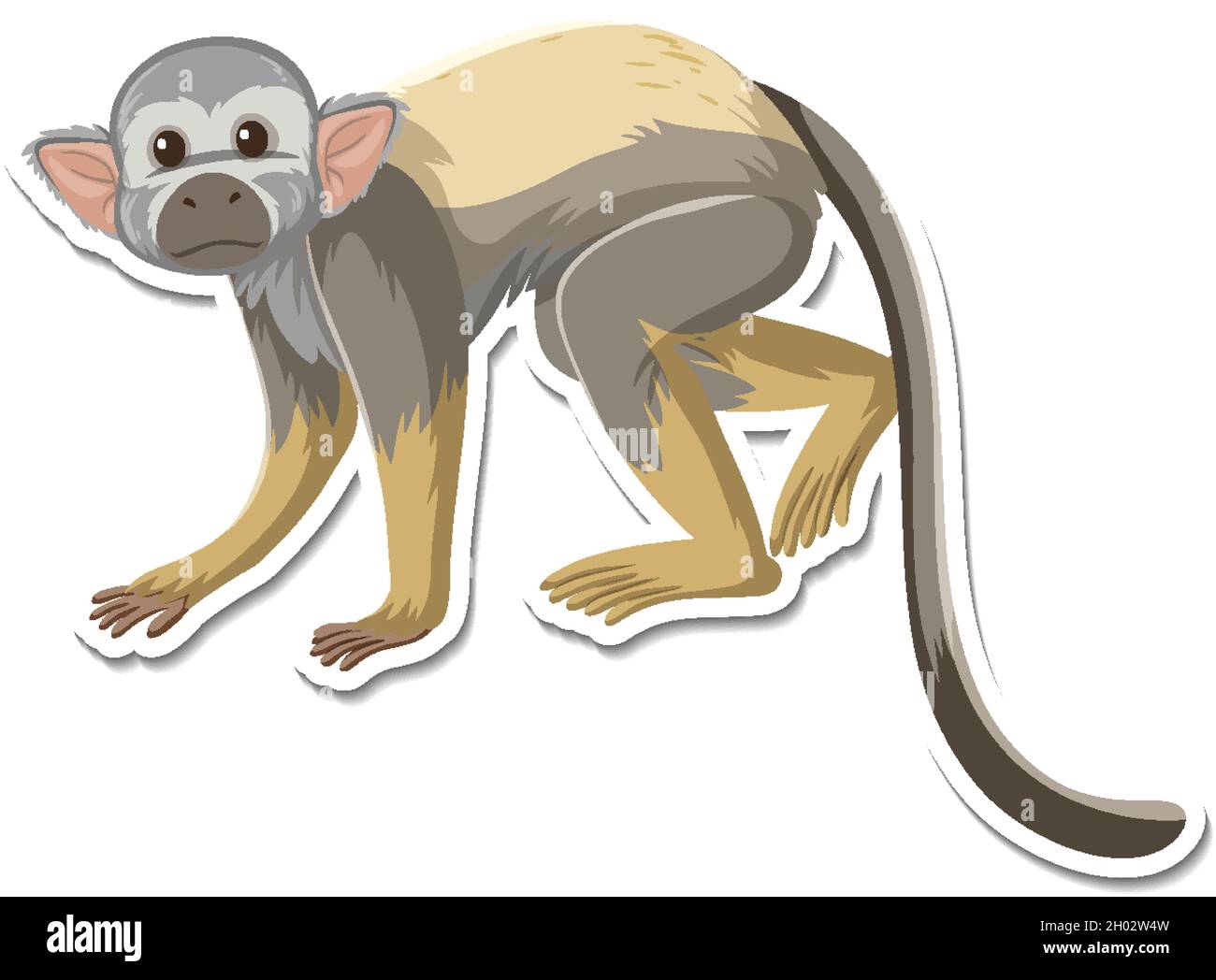 A sticker template of monkey cartoon character illustration Stock ...